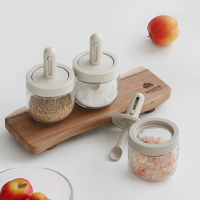 스푼 뚜껑 유리 양념통 3p 세트 (320ml) 식기세척기 가능 / 원터치 스푼 뚜껑 조미료통 양념 세트 : 네이버 블로그