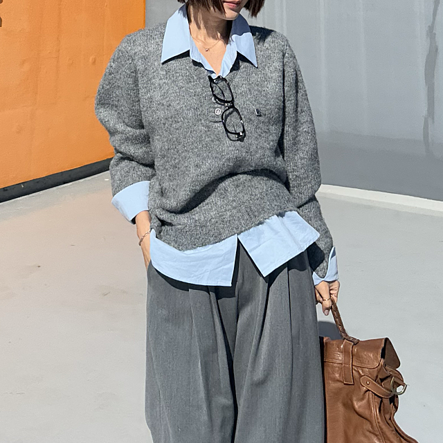 레이어드 셔츠 니트 2col 그레이 바로배송 : 네이버 블로그